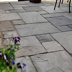Dark Grey Tithe Flagstones Sandstone Tudor Antique Patio Paving By