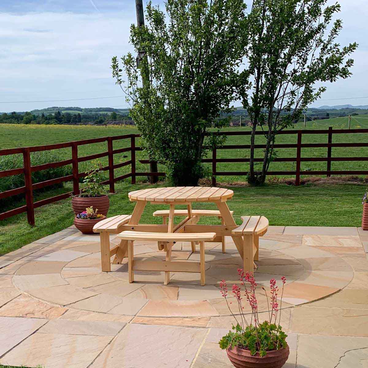 Buff Classic Indian Sandstone Paving Circle & Squaring Off Kit By ...