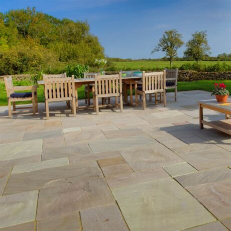 Country Buff (Calibrated) - Riven Indian Sandstone Patio Paving Slabs ...
