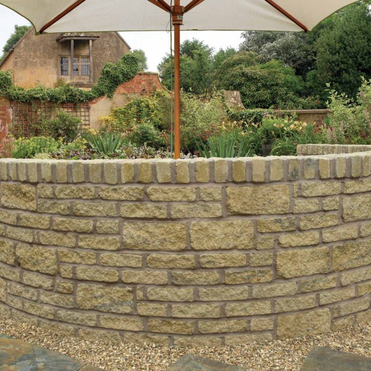 Burford Buff Black Stone-Effect Garden Walling (Tumbled) | Paving Direct