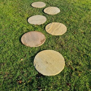 Golden Fossil Sandstone Paving Circle Centre (600 mm) with Surrounding ...