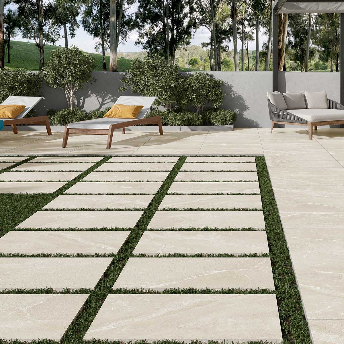 Malvern Linen 900 x 600 x 20 mm Light Buff Stone-Effect Porcelain ...