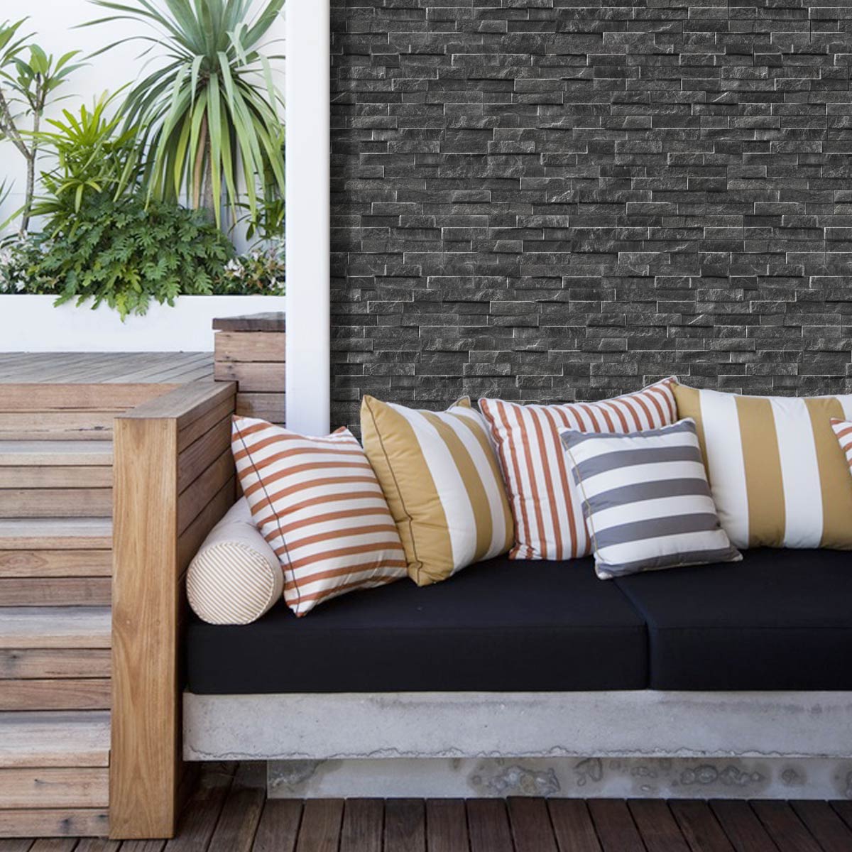 Porcelain Rock Stack Cladding Black - 385 x 75 mm Exterior Cladding ...